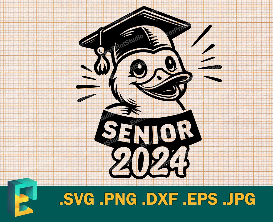 Duck Graduation Cap SVG | Cute Duck Senior 2024 SVG | Student Duck ...