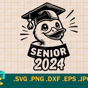 Duck Graduation Cap SVG | Cute Duck Senior 2024 SVG | Student Duck ...