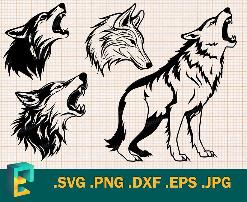 Loup hurlant ensemble SVG Cricut silhouette de têtes de - Etsy France