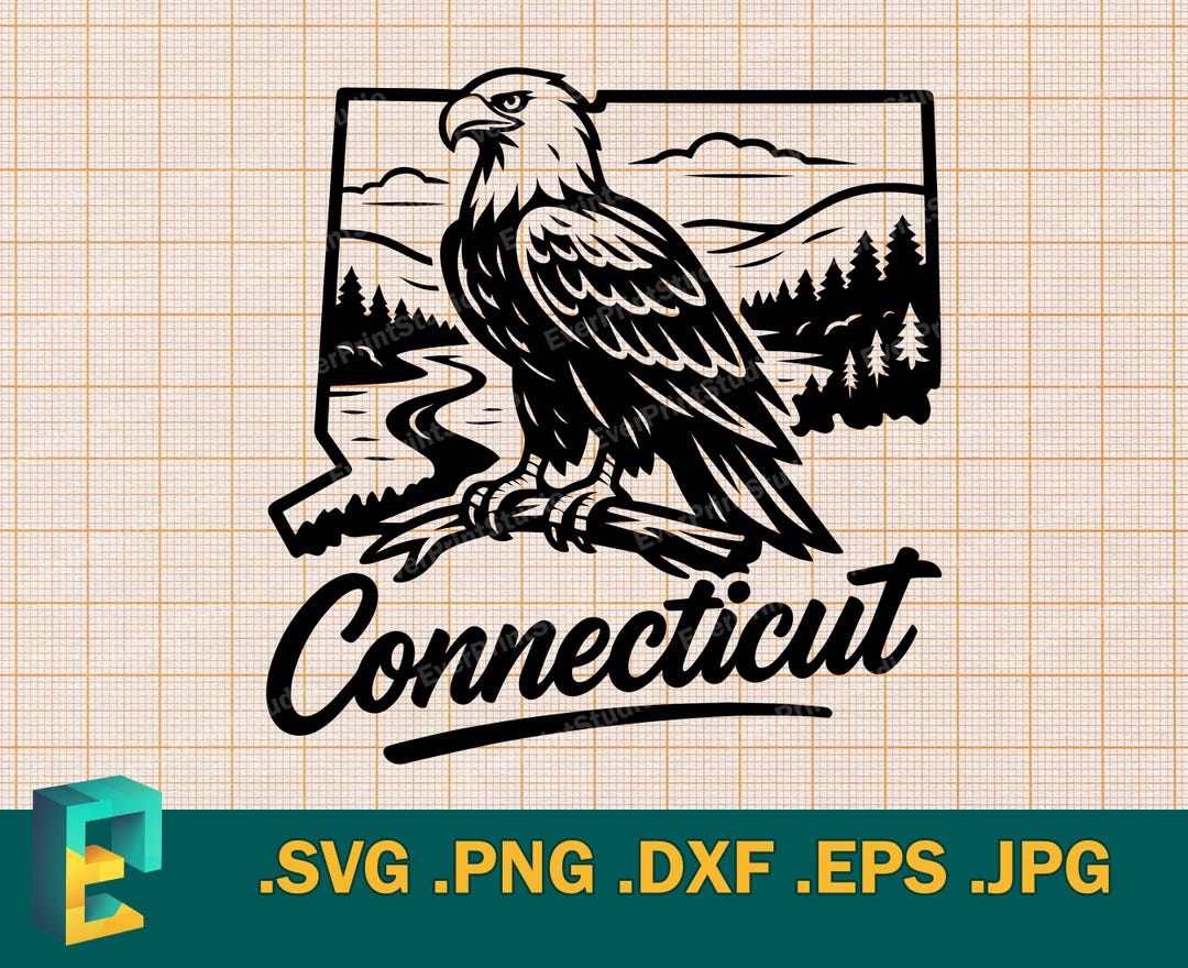 Connecticut SVG - Cricut, Silhouette | Vector Connecticut Eagle USA Cut ...