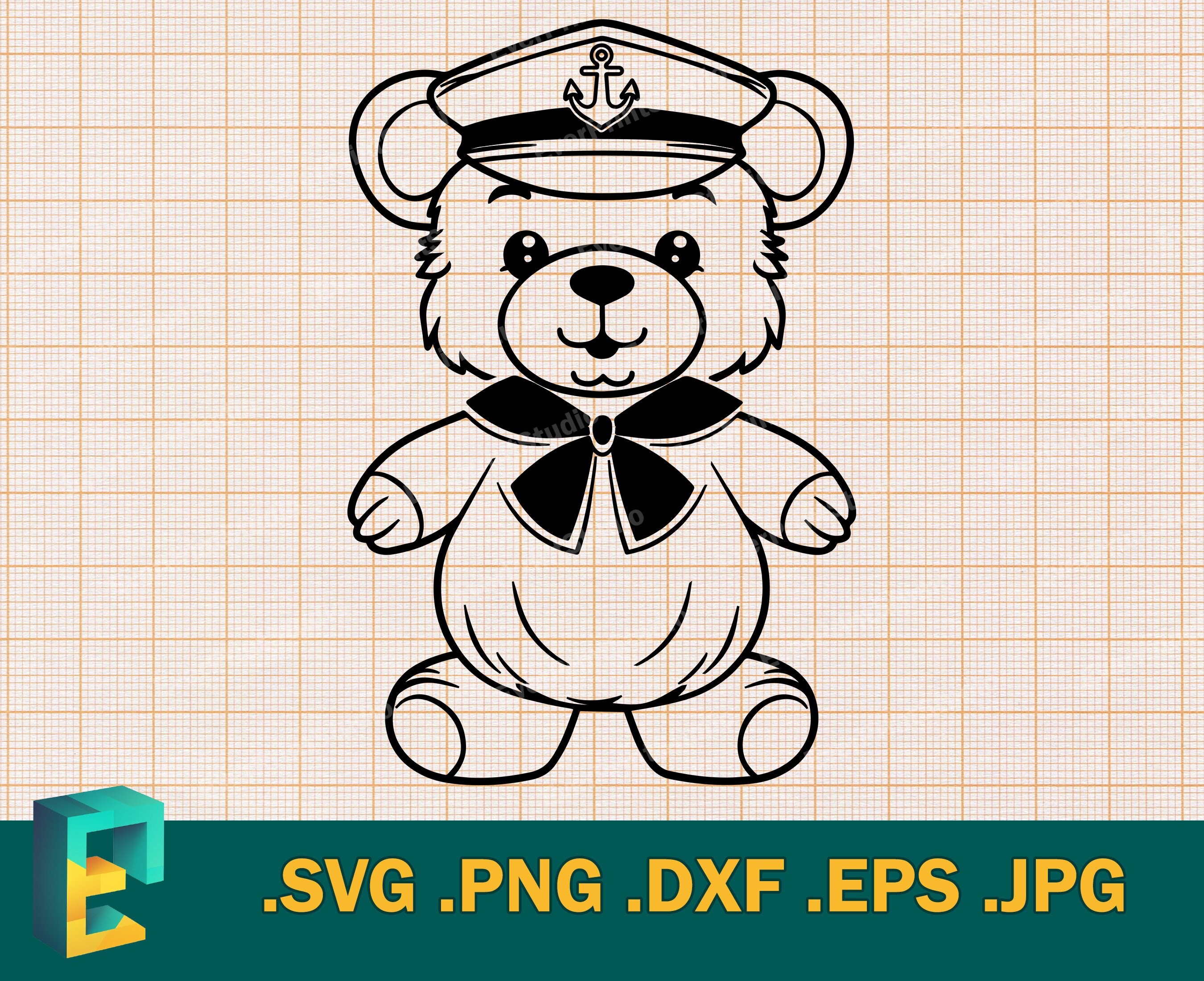 Teddy Bear SVG - Cricut, Silhouette | Vector Cute Sailor Teddy Bear ...