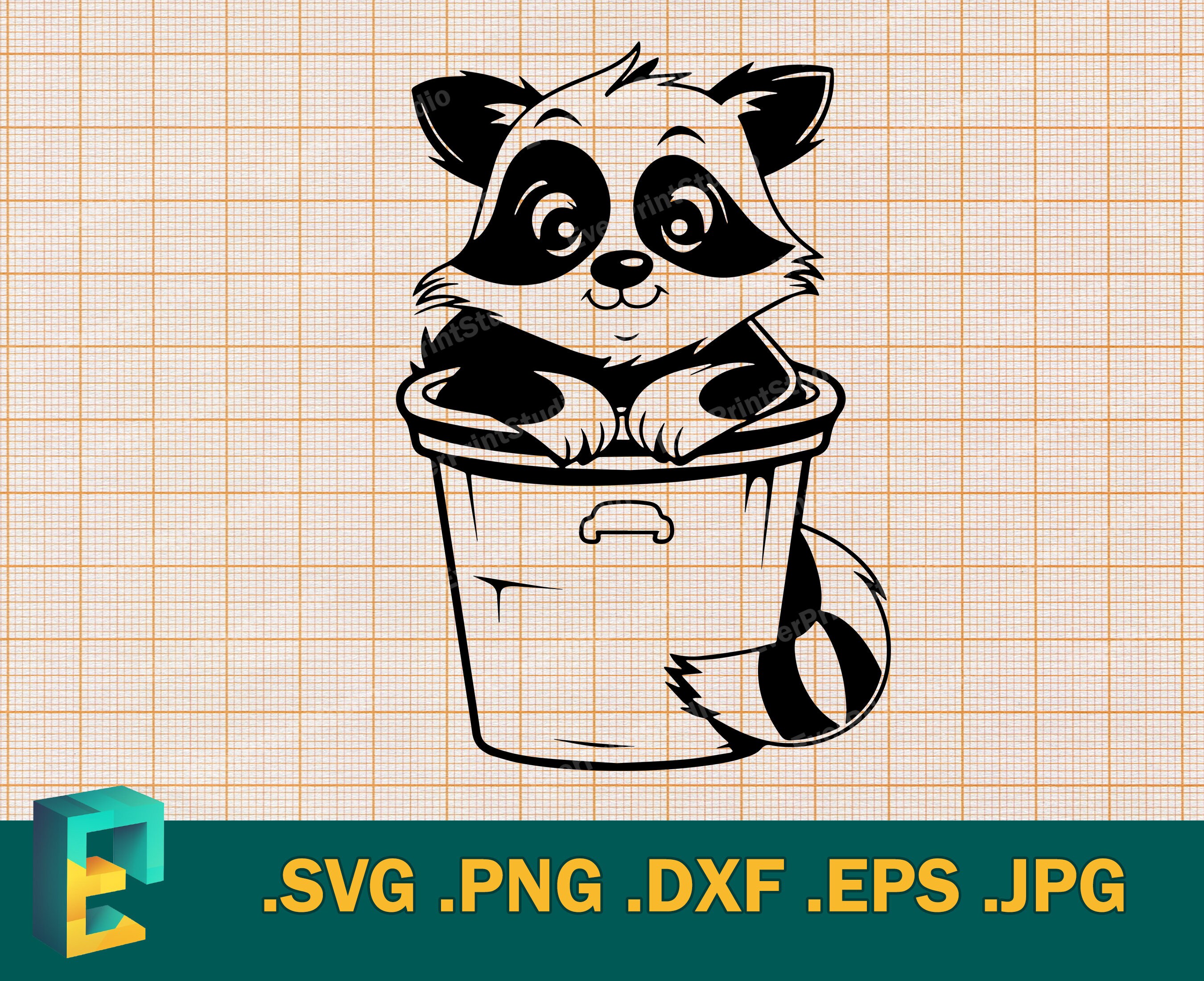 Cute Raccoon in Trash Can SVG Cricut Silhouette Ively - Etsy