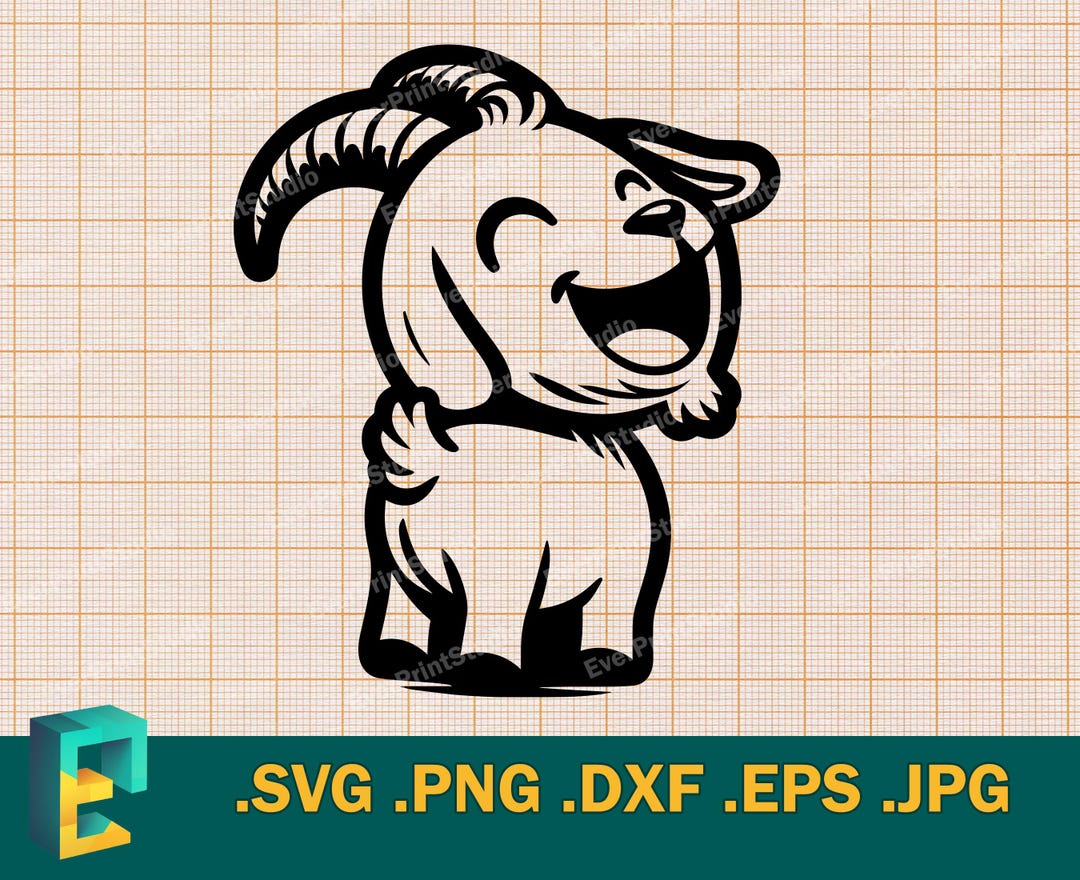 Goat From Behind SVG - Cricut, Silhouette | Happy Goat Vector Cut File ...