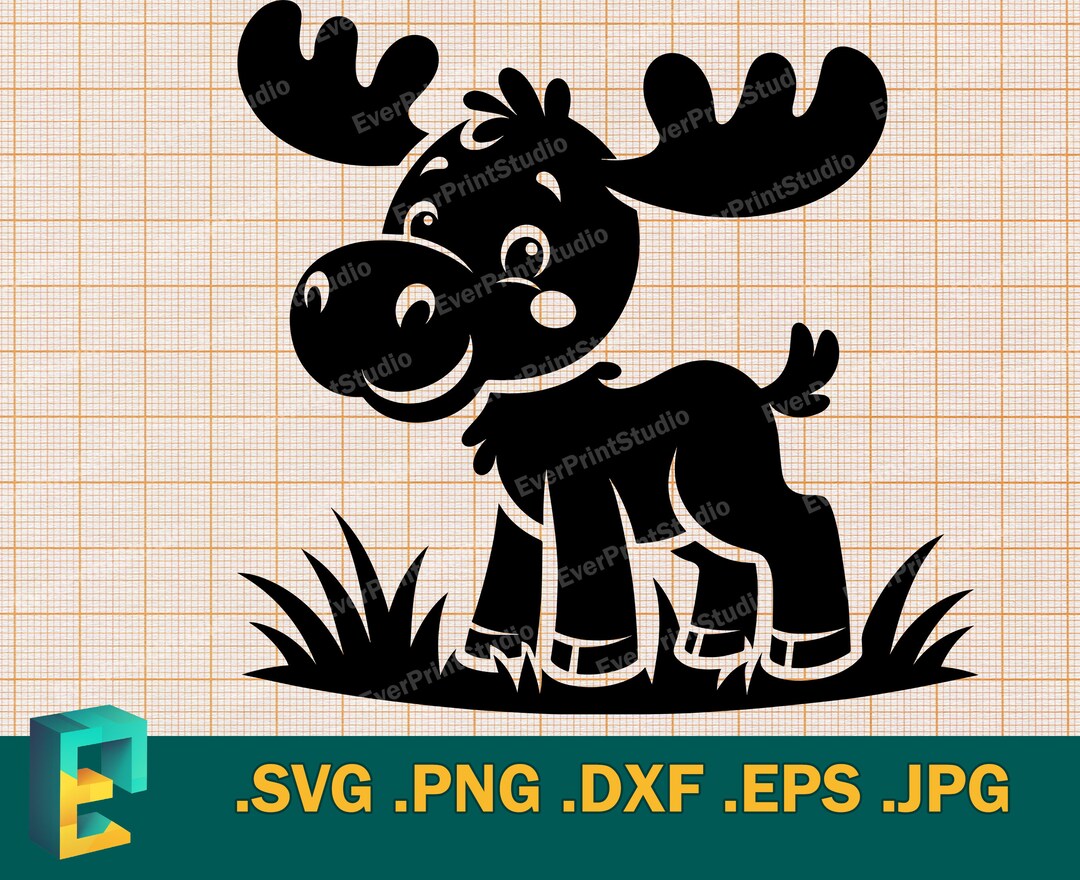 Baby Moose Svg - Cricut, Silhouette | Adorable Baby Moose Vector Cut ...