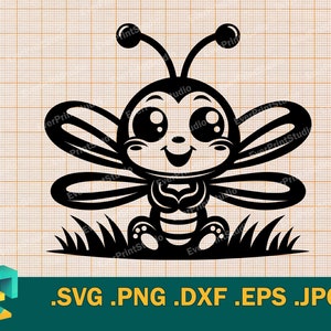 Cute Firefly SVG - Cricut, Silhouette | Vector Cute Happy Dragonfly SVG ...