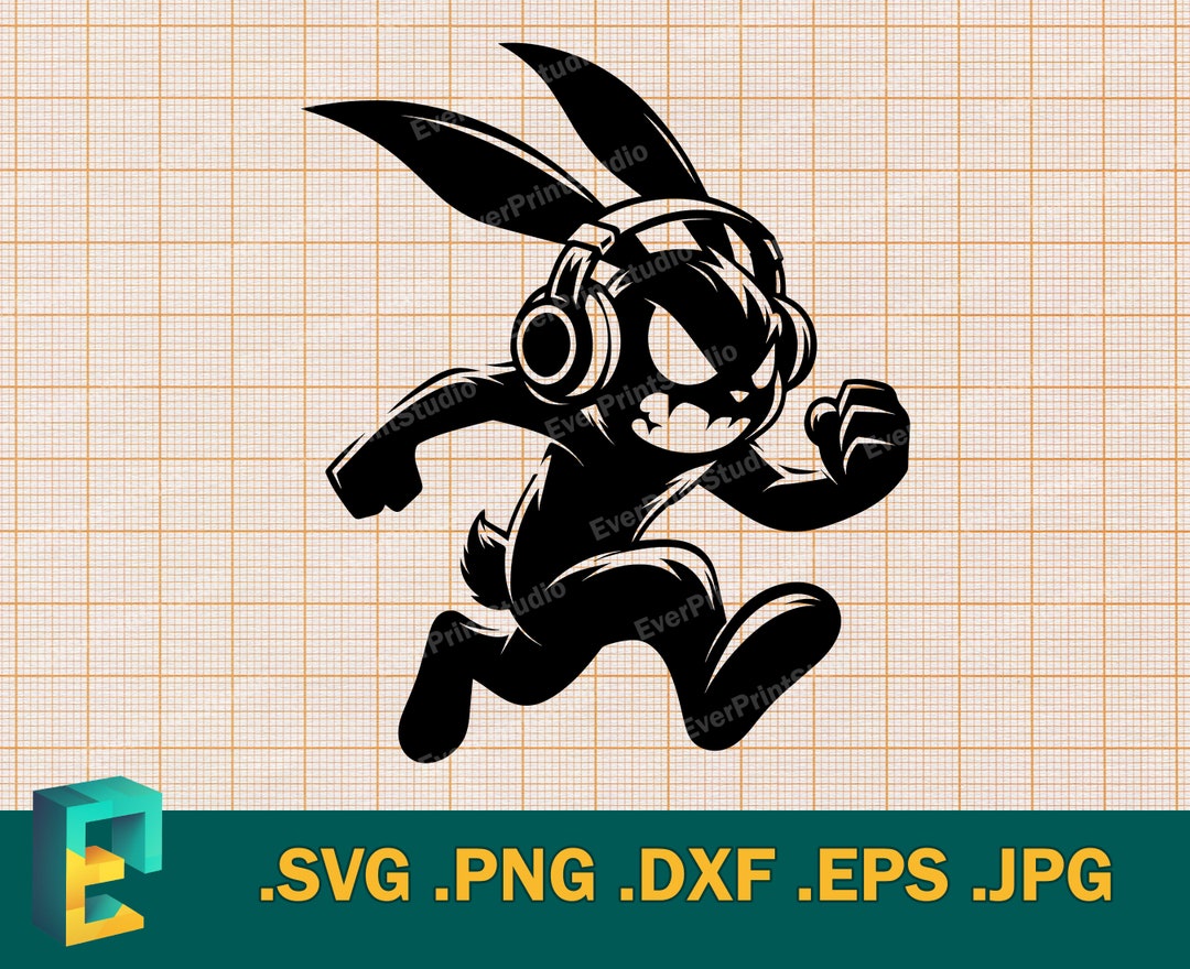 Running Bunny SVG - Cricut, Silhouette | Vector Angry Sport Rabbit Cut ...