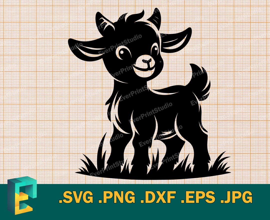 Baby Goat Svg - Cricut, Silhouette | Adorable Baby Goat Vector Cut File ...
