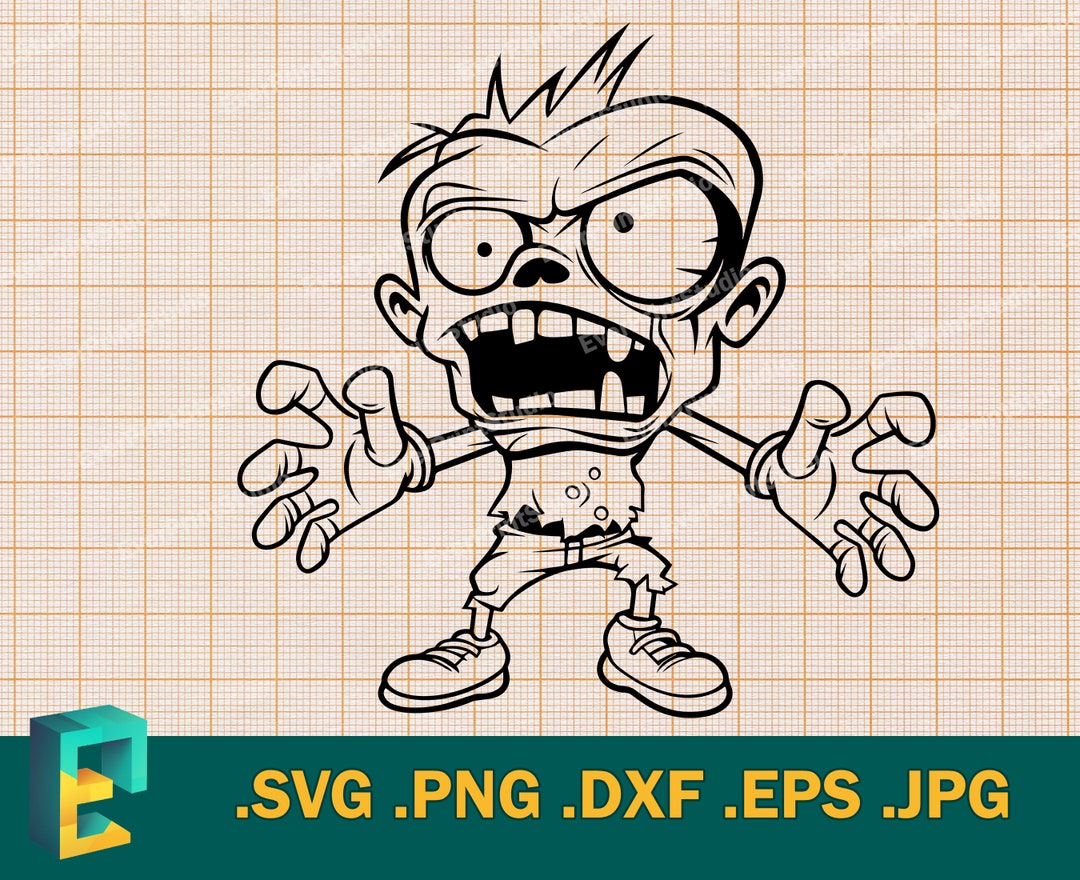 Zombie SVG Cricut, Silhouette Vector Cute Zombie Cut File Download ...