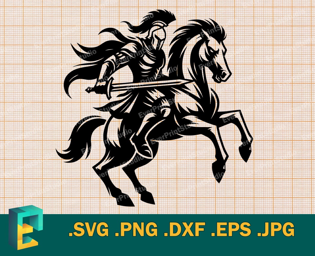 Knight on Horse SVG - Cricut, Silhouette | Vector Knight Rides Horse ...