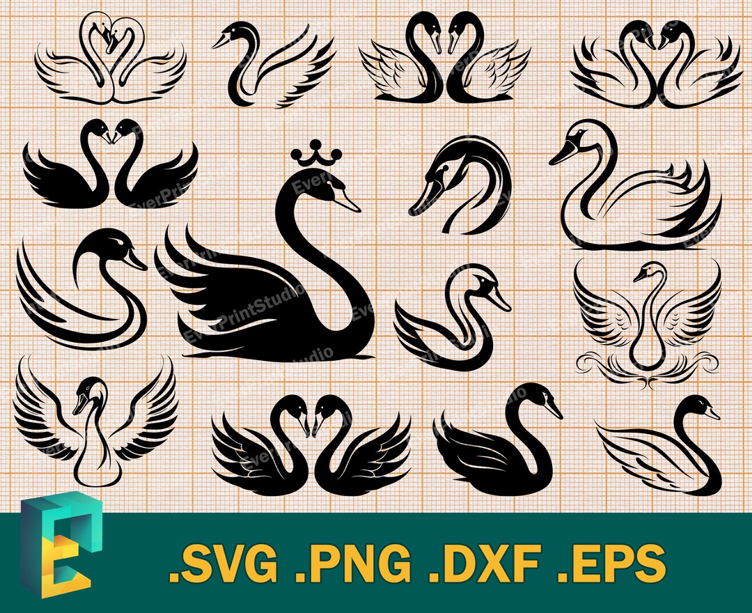 Swan SVG Bundle - Vector Artistic Design Cute Swan Cut File for Cricut ...