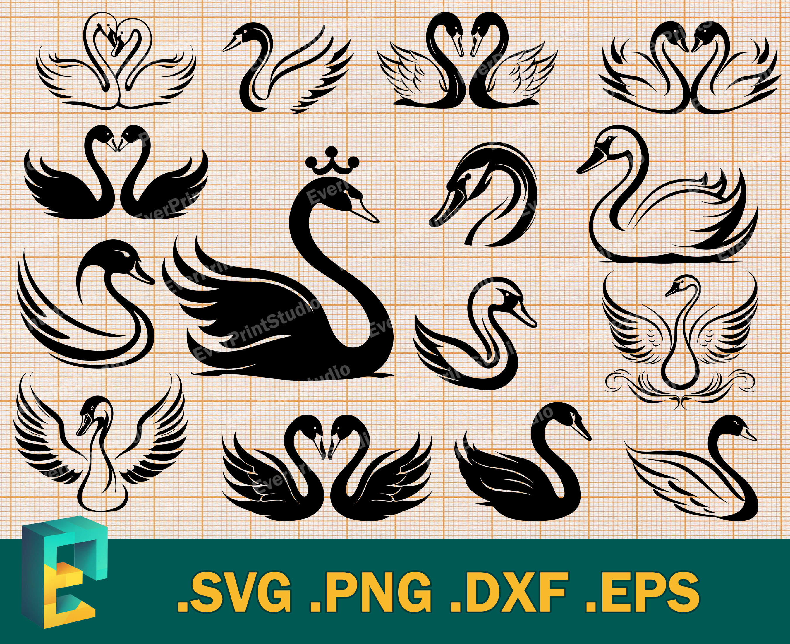 Swan SVG Bundle Vector Artistic Design Cute Swan Cut File - Etsy