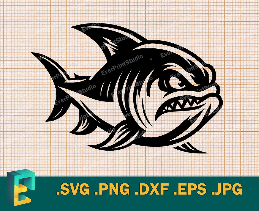 Piranha SVG Cut File for Cricut, Silhouette | Angry Fish SVG Cut File ...