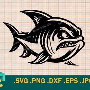 Piranha SVG Cut File for Cricut, Silhouette | Angry Fish SVG Cut File ...