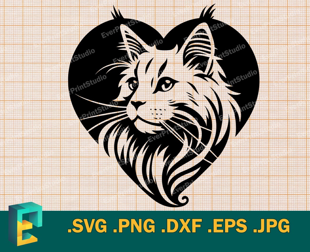 Maine Coon SVG - Cricut, Silhouette | Vector Maine Coon Cat SVG Cut ...