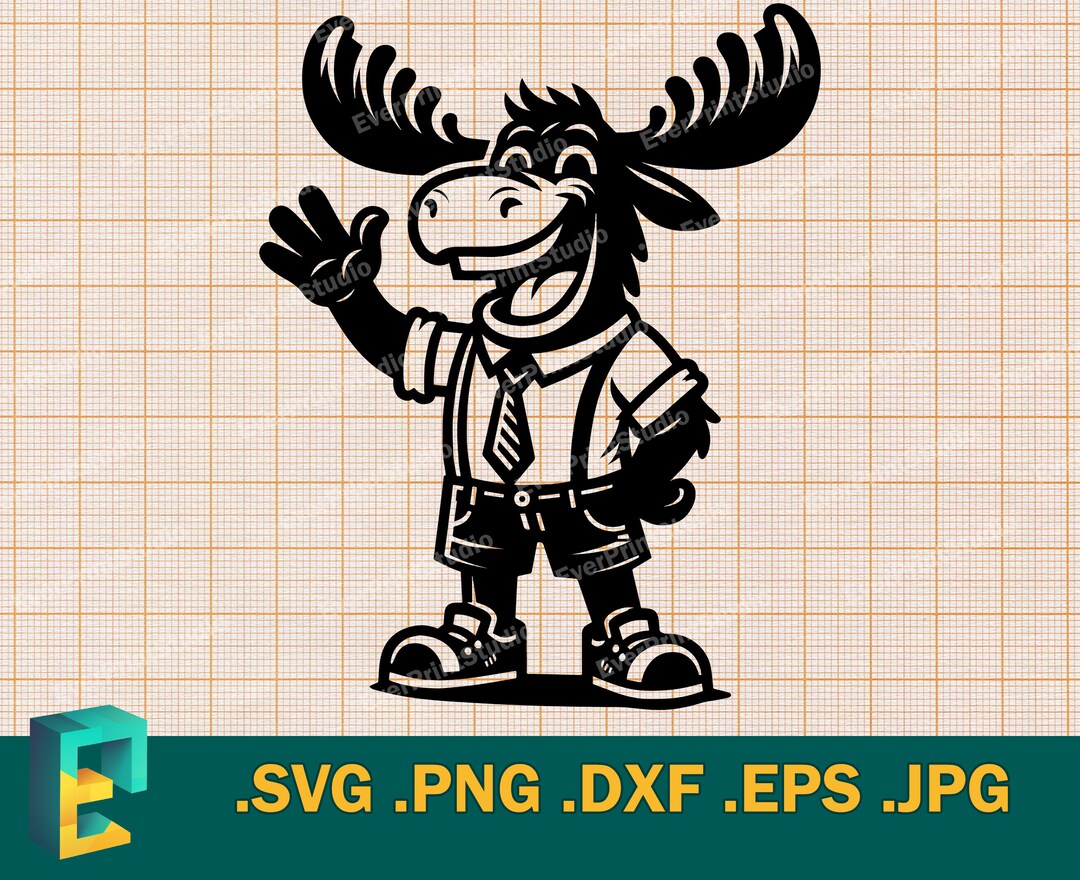 Moose SVG - Cricut, Silhouette | Vector Cute Happy Moose Cut File ...