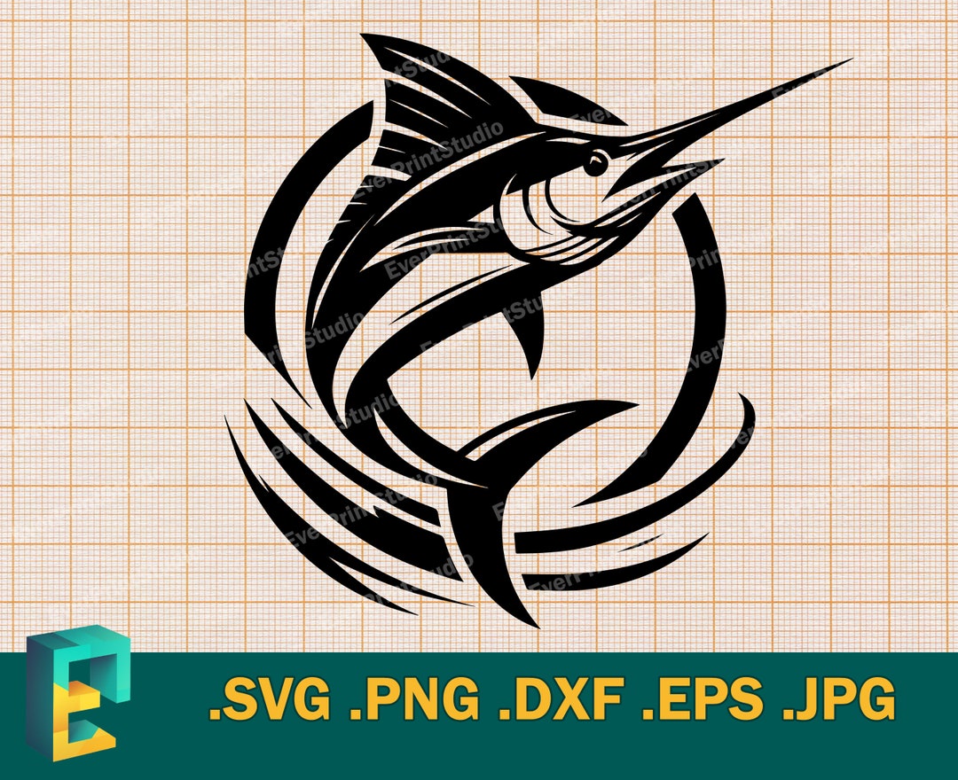 Marlin SVG - Cricut, Silhouette | Vector Marlin Swordfish SVG Cut File ...