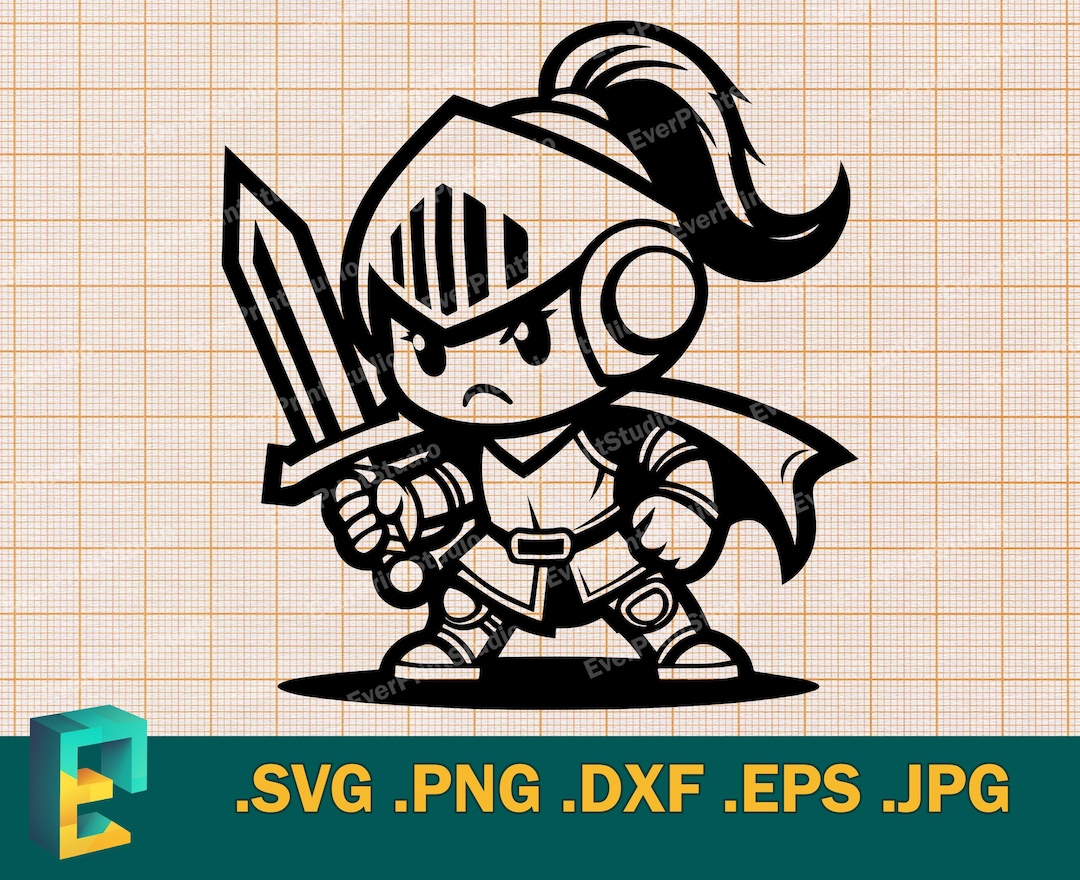 Baby Knight SVG - Cricut, Silhouette | Vector Medieval Cute Little ...