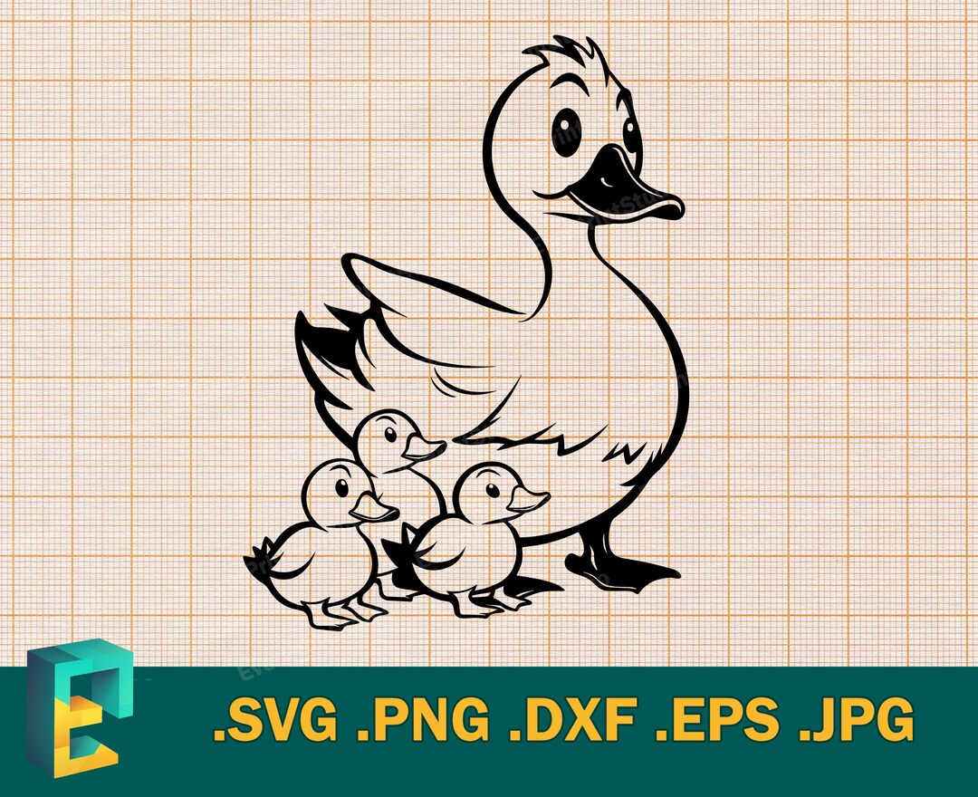 Mama Duck SVG - Cricut, Silhouette | Vector Duck With Ducklings Cut ...