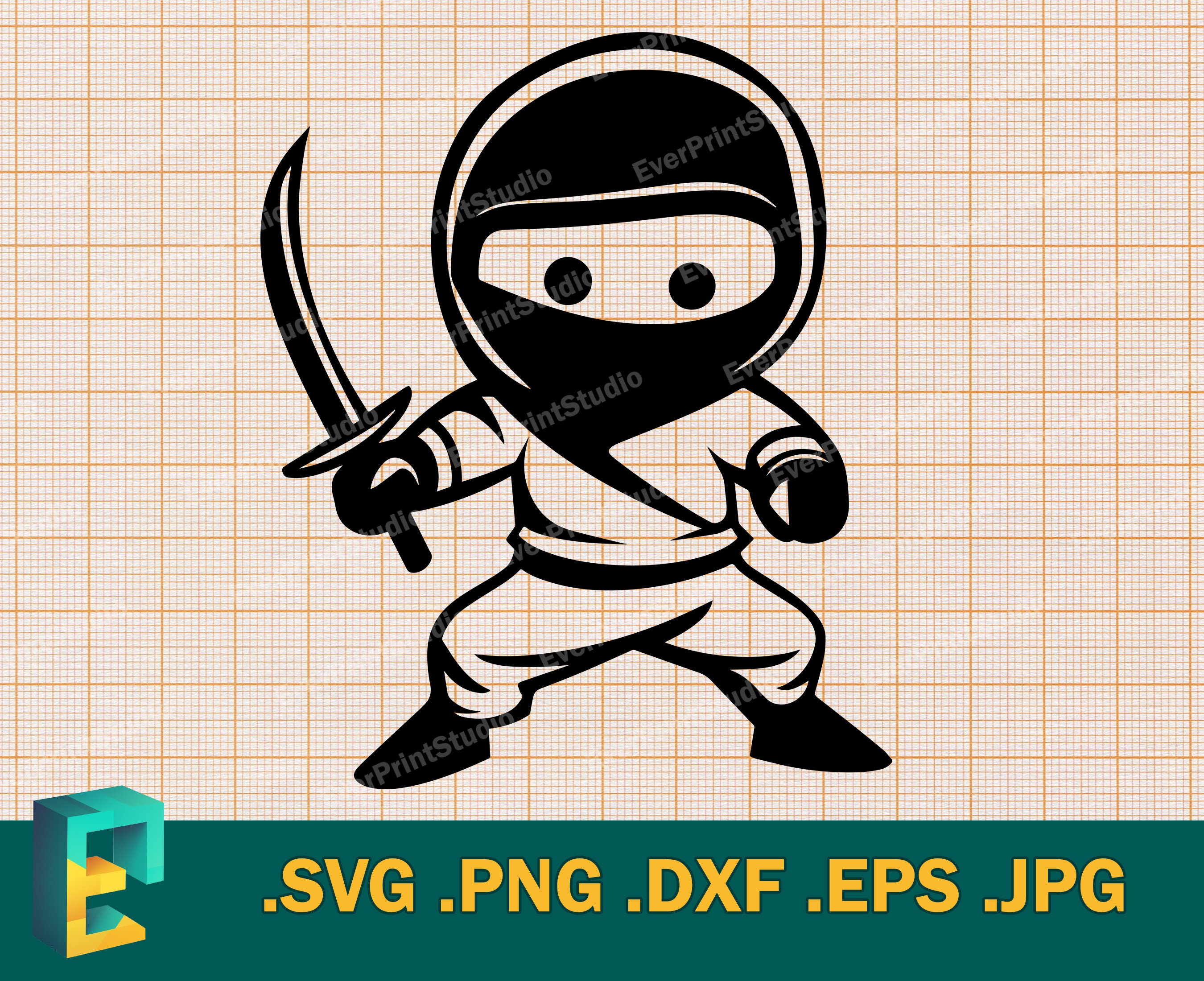 Cute Ninja SVG Cricut Silhouette Vector Artistic Design - Etsy