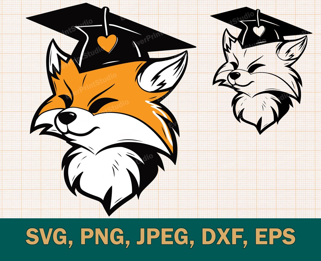 Fox in a Graduation Cap SVG, Funny Fox Svg, Nerdy Fox Cut File, Digital ...