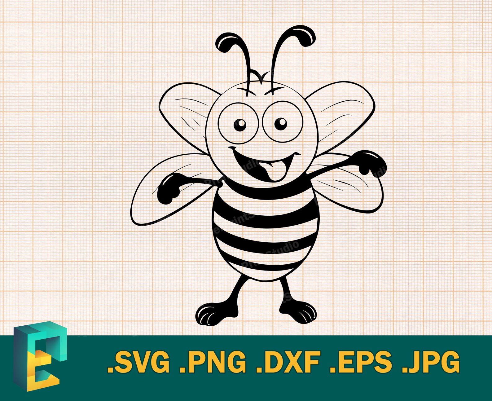 Cute Bee Layered SVG - Cricut & Silhouette, Happy Bee, File for Cutting ...