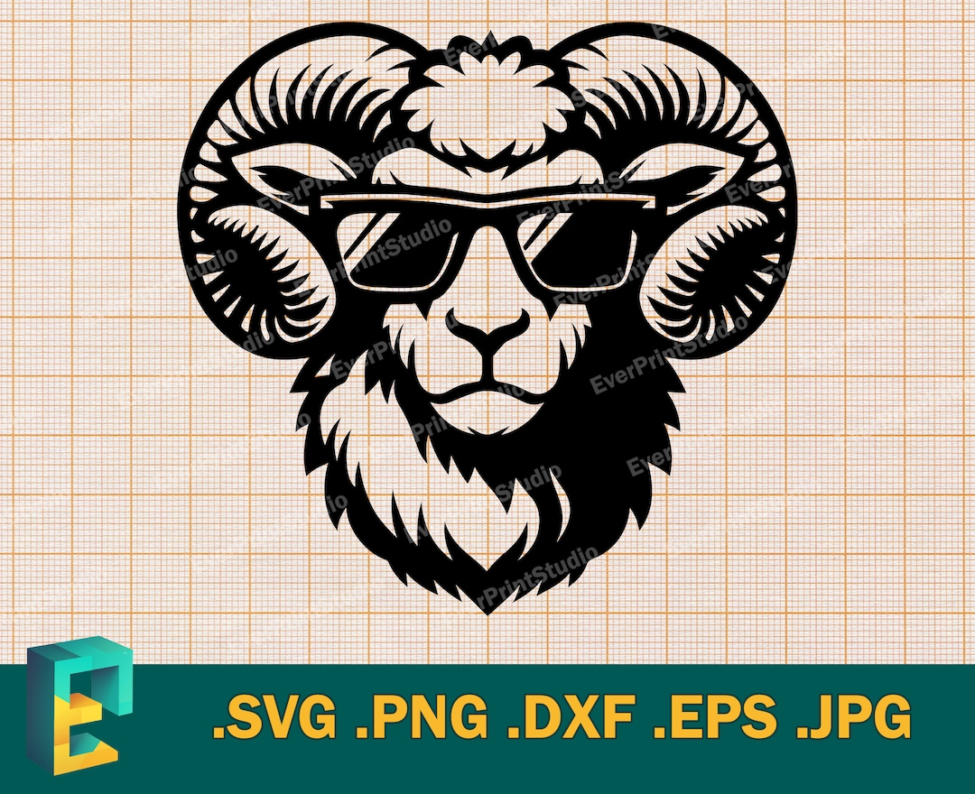 Ram SVG - Cricut, Silhouette | Vector Design Ram With Sunglasses Svg ...