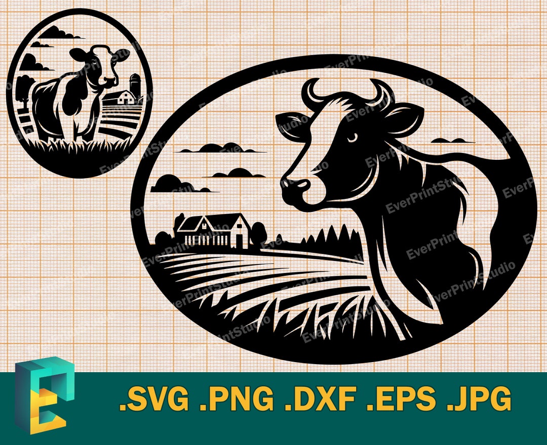 Cow SVG - Cricut, Silhouette | Vector Farm Dairy Cow SVG Cut File ...