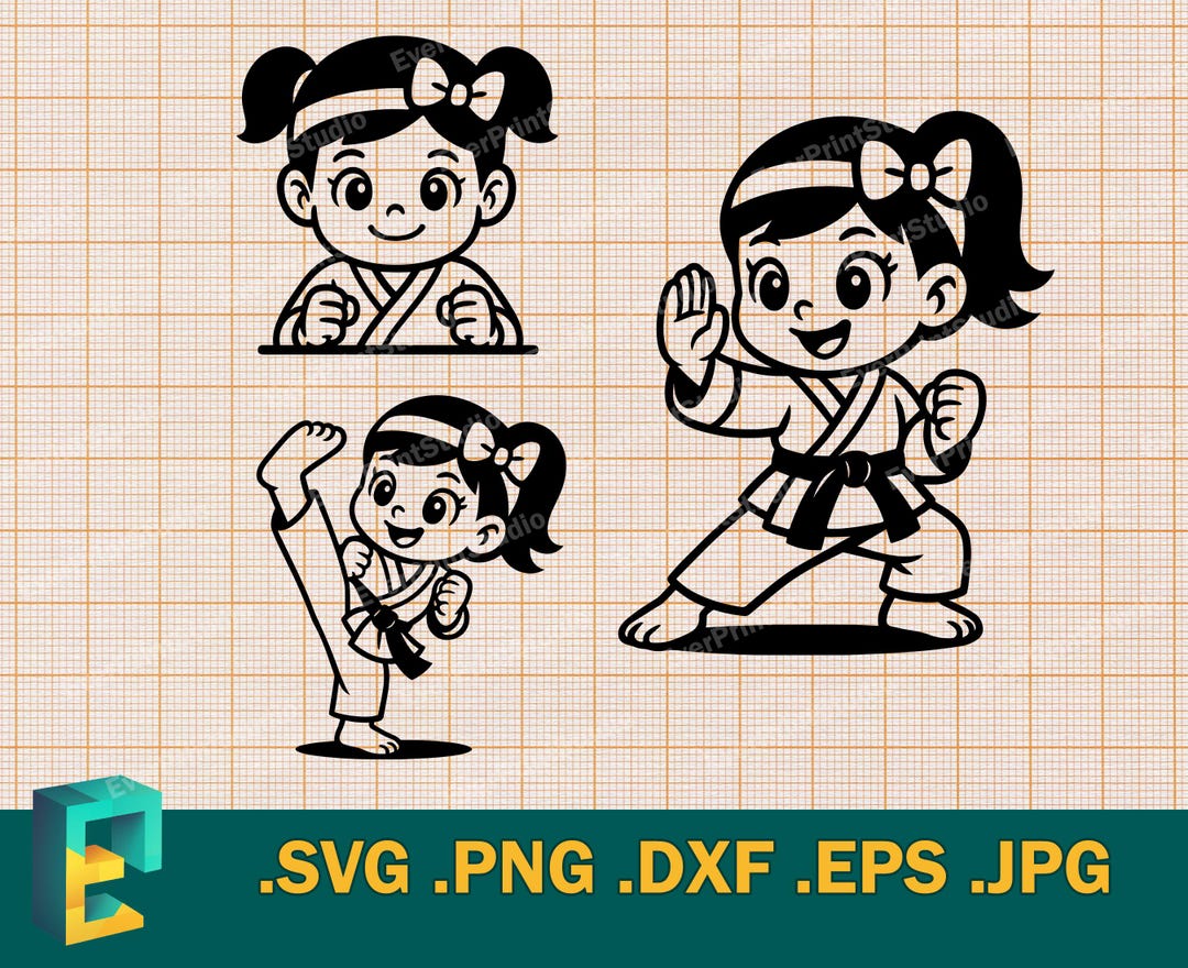 Karate Girl SVG - Cricut, Silhouette | Vector Martial Art Girl Cut File ...