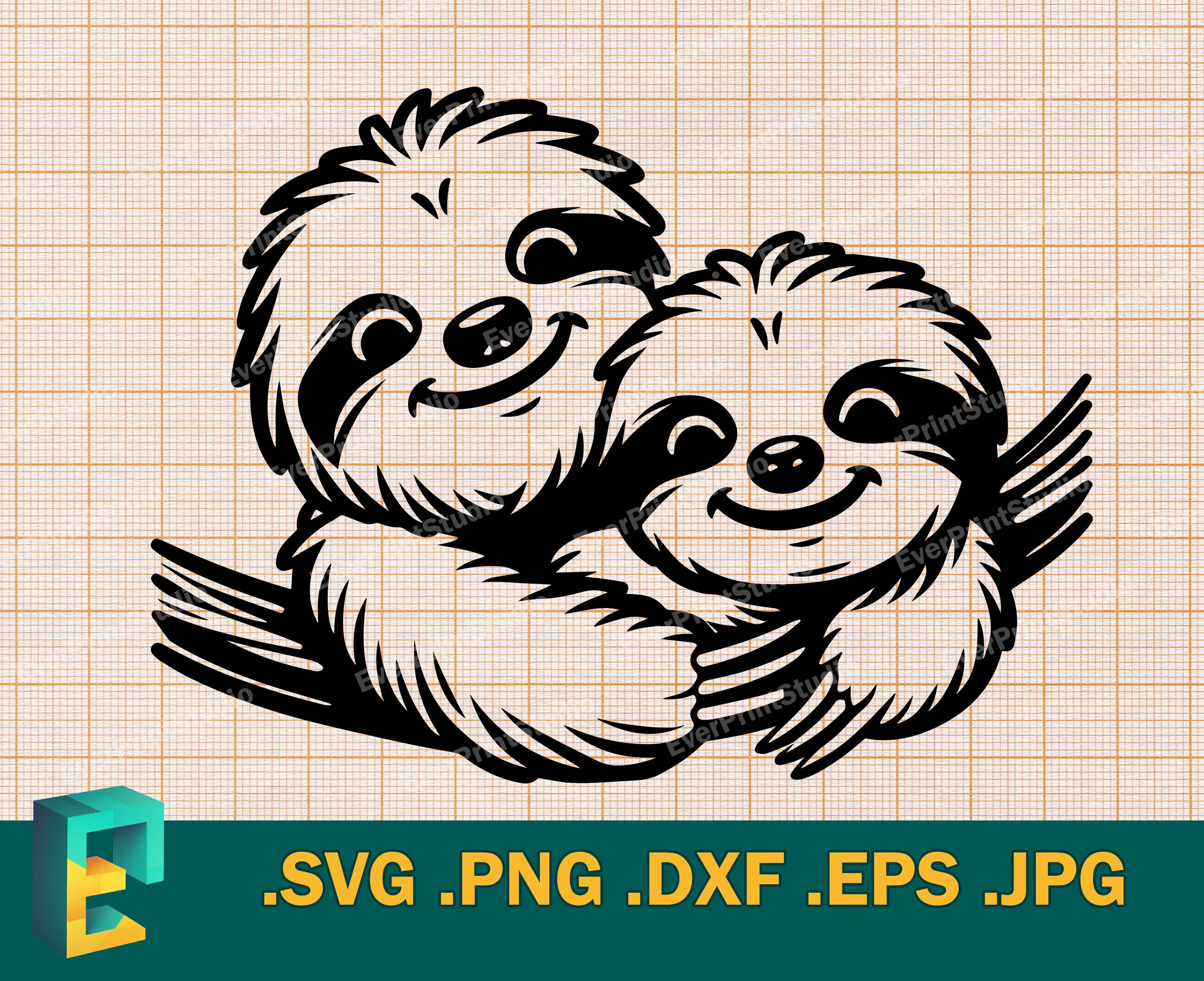 Cute Sloths SVG - Cricut and Silhouette | Adorable Sloths Friends ...
