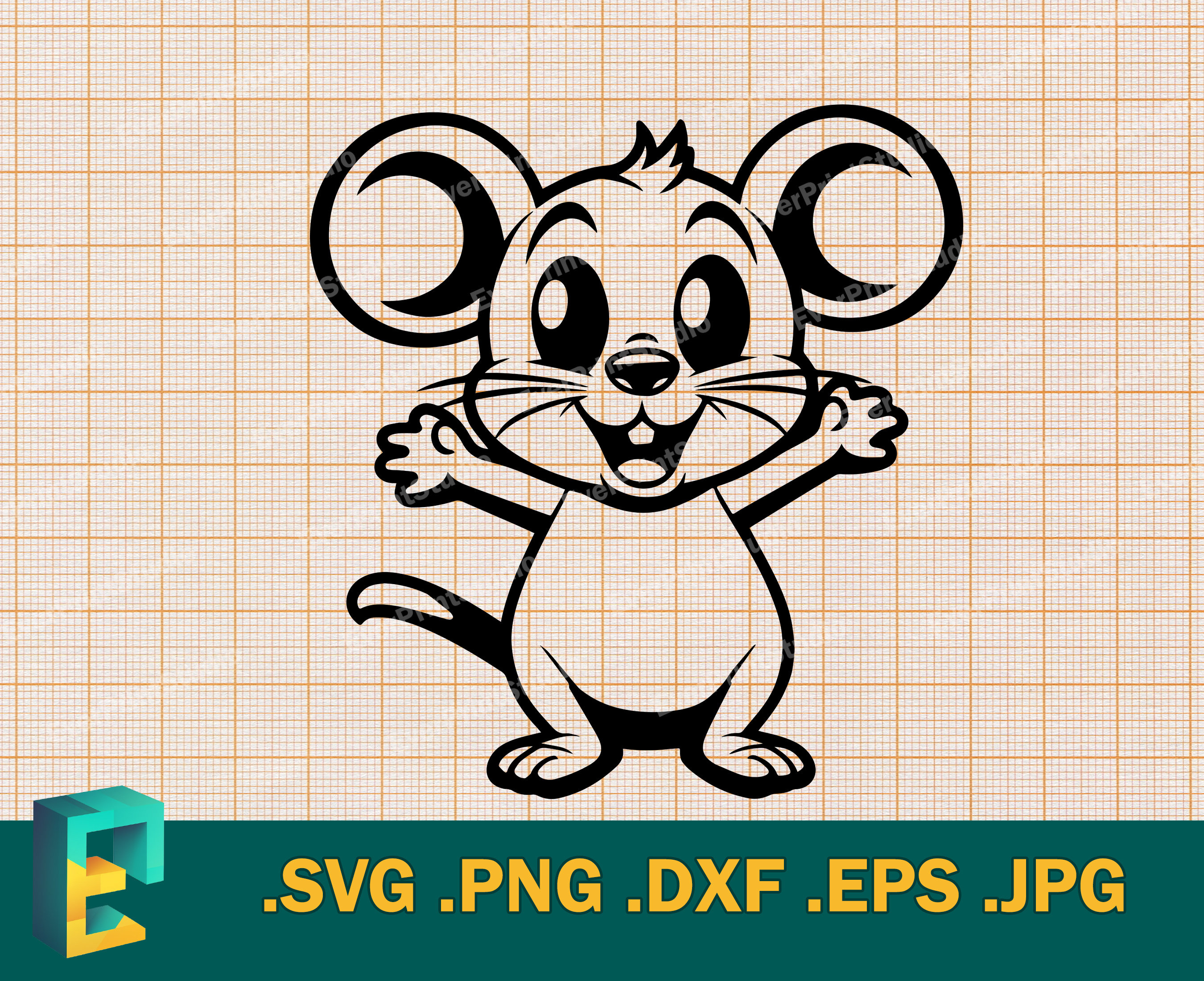Cute Mouse SVG Cricut Silhouette Happy Mouse Cut File for - Etsy