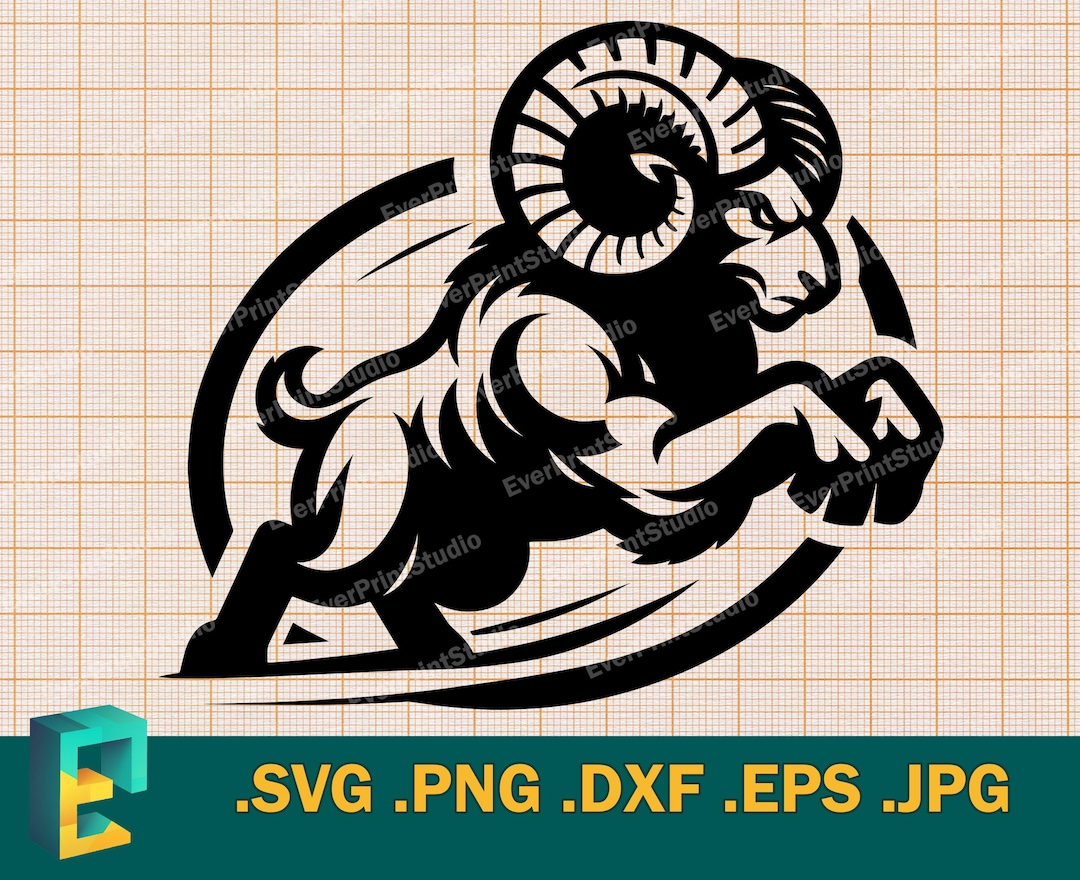 Ram SVG Set Cricut, Silhouette Vector Artistic Design Ram SVG Cut File ...