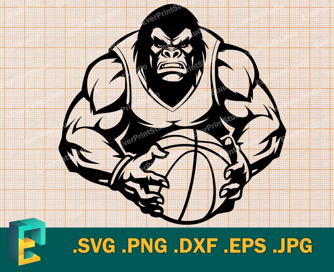 Gorilla Mascot SVG - Cricut | Gorilla Basketball Cut File Download ...