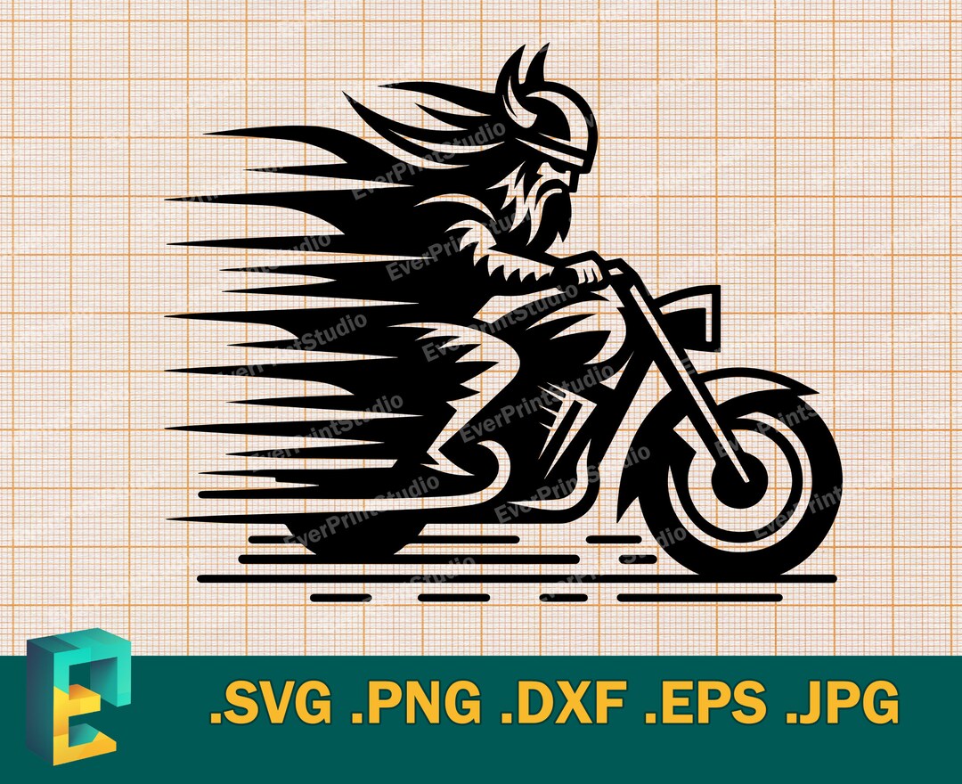 Viking Biker SVG - Cricut, Silhouette | Vector Norse Biker Cut File ...