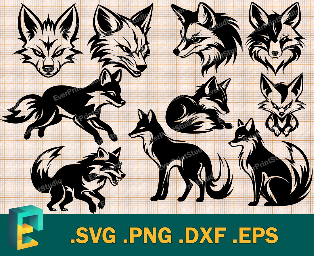 Fox SVG Bundle Cricut, Silhouette | Vector Fox Cut File, Fox Clipart ...