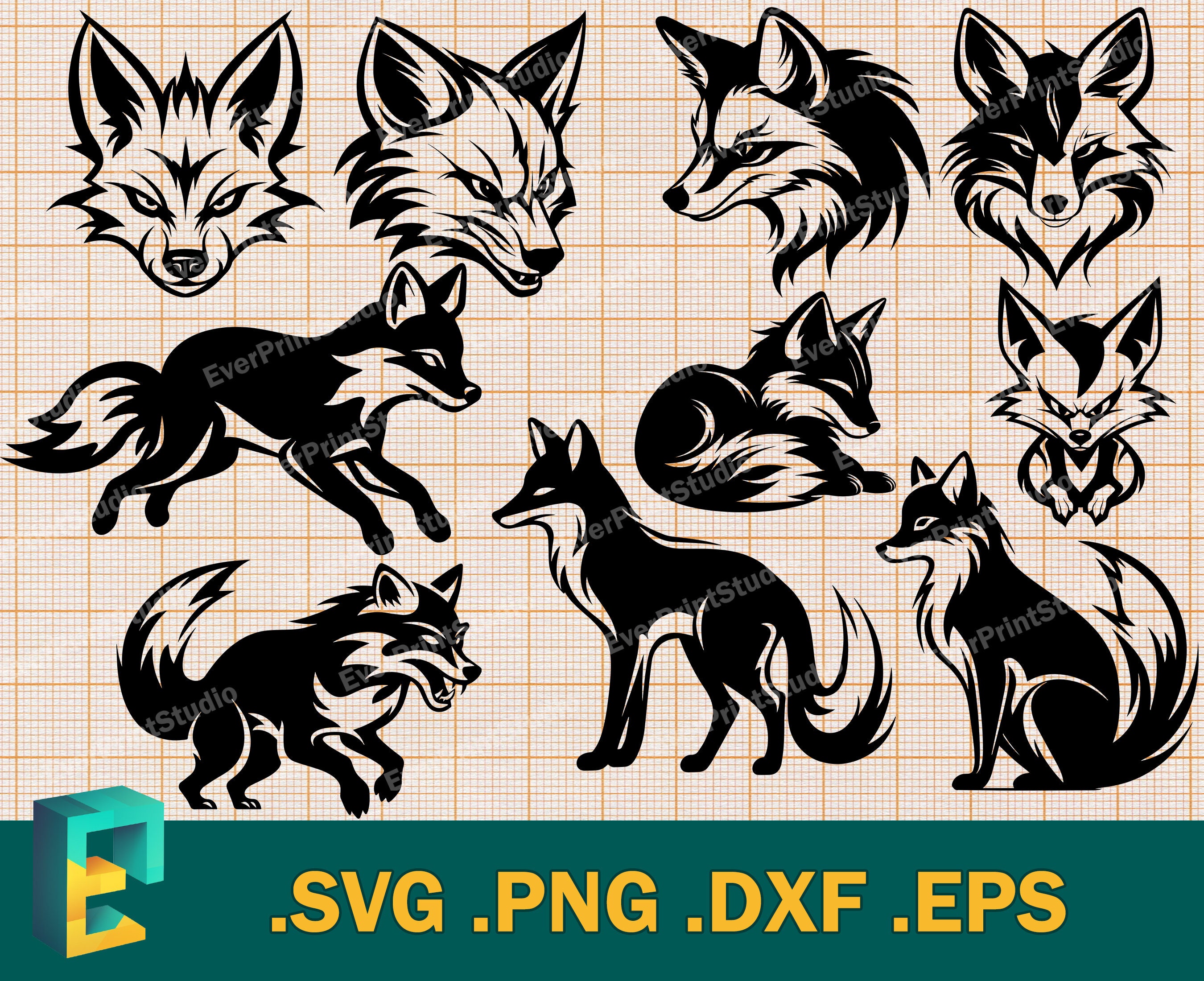 Fuchs SVG Bundle Cricut, Silhouette Vektor Fuchs Cut File, Fuchs ...