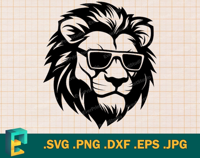 Lion With Sunglasses Svg, Lion Head Svg, Lion Glasses. Vector Cut File ...