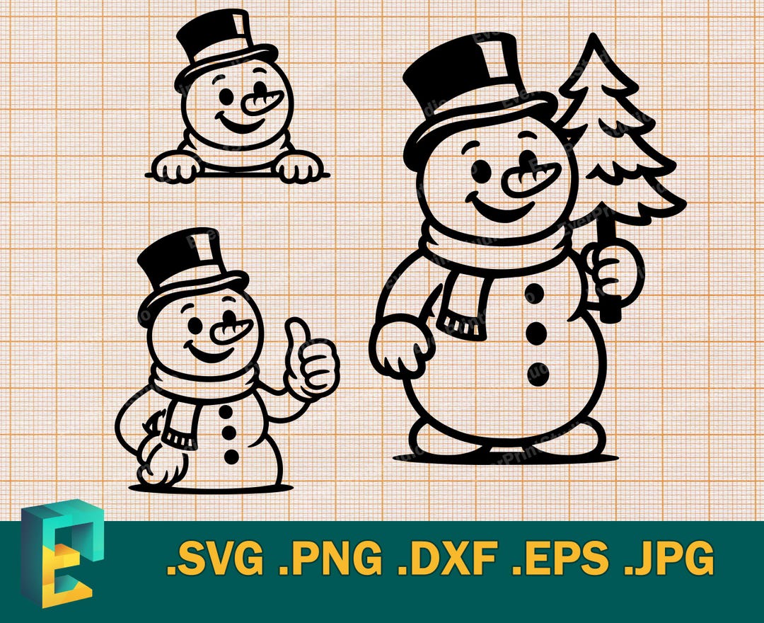 Snowman SVG - Cricut and Silhouette | Vector Happy Peeking Snowman Cut ...