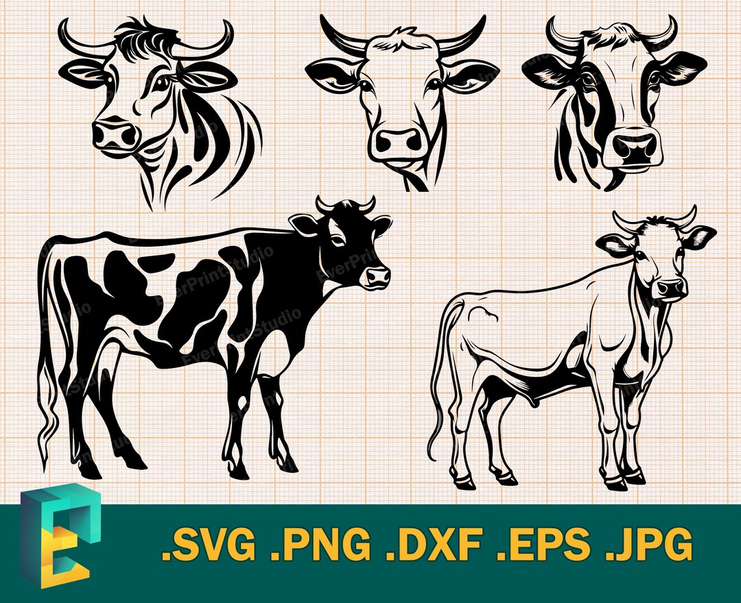 Cow Animal Bundle SVG - Cricut, Cow Body, Cow Head Svg, Dairy Cow ...