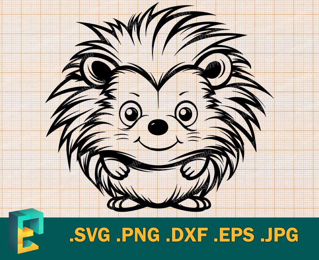 Happy Hedgehog SVG Cricut, Silhouette Vector Artistic Design Happy ...