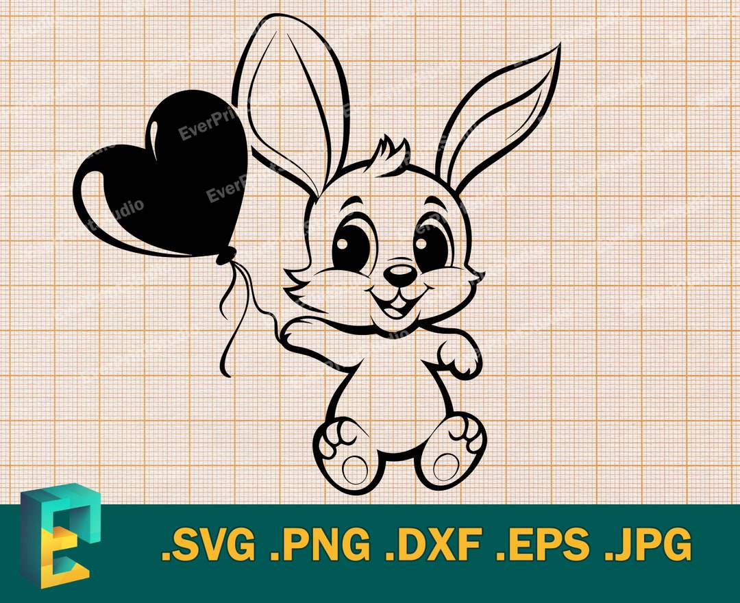 Bunny SVG Cricut, Silhouette Vector Cute Baby Bunny Cut File Download ...