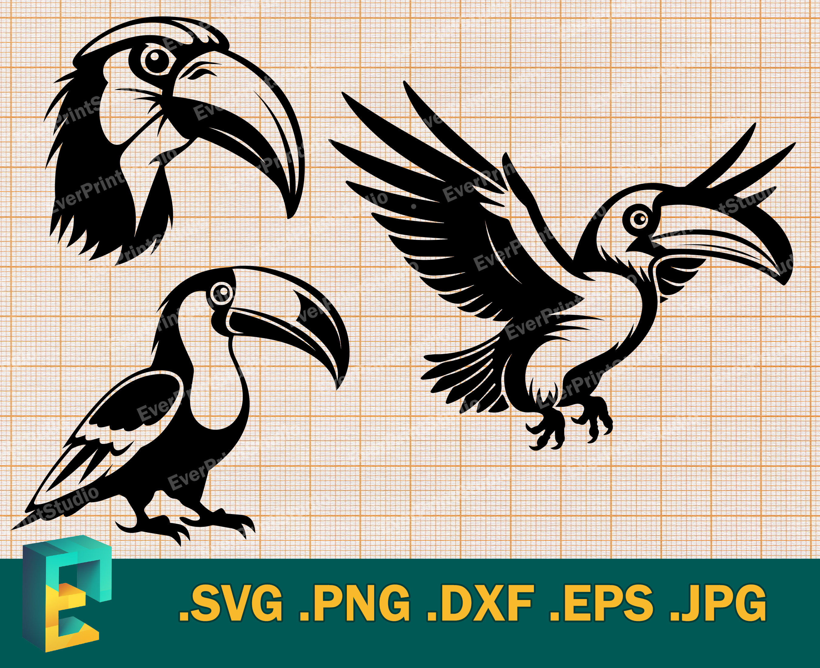 Tukan SVG Bundle - Cricut, Silhouette | Vektor-Design-Tukan-Vogel ...