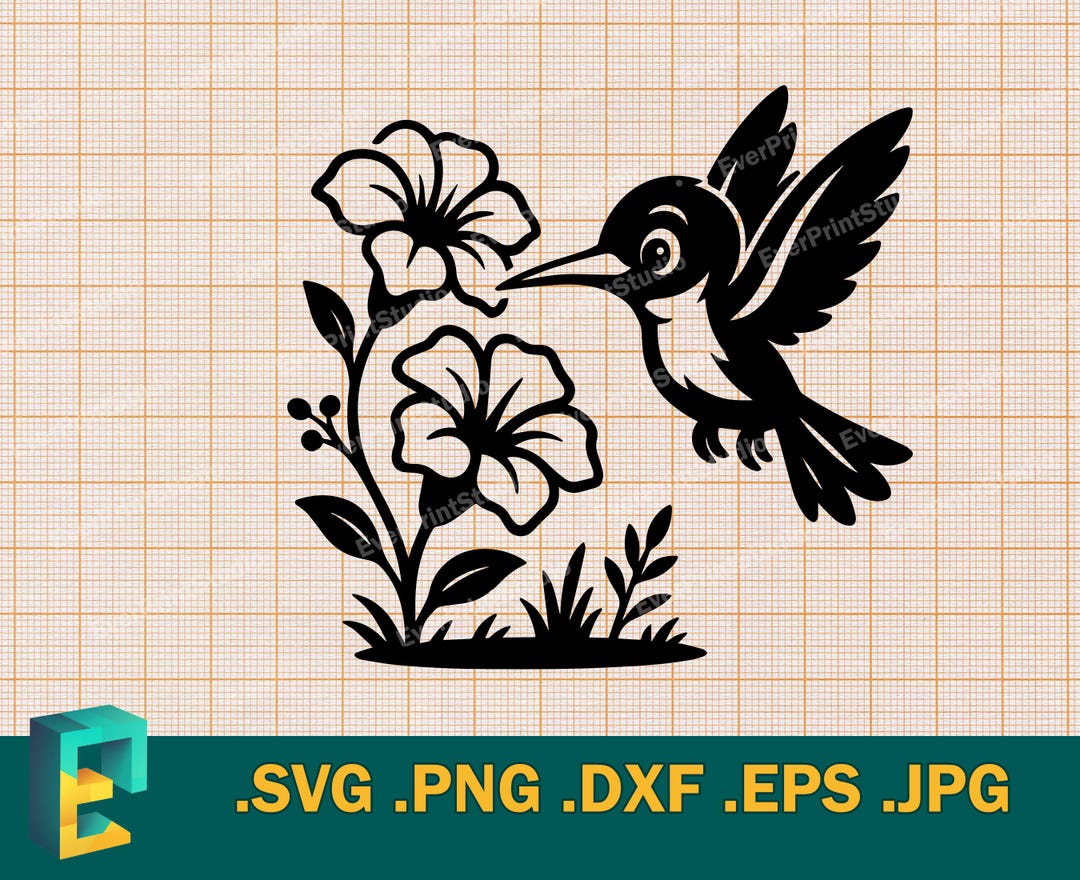 Hummingbird Svg - Cricut, Silhouette | Vector Cute Hummingbird Cut File ...