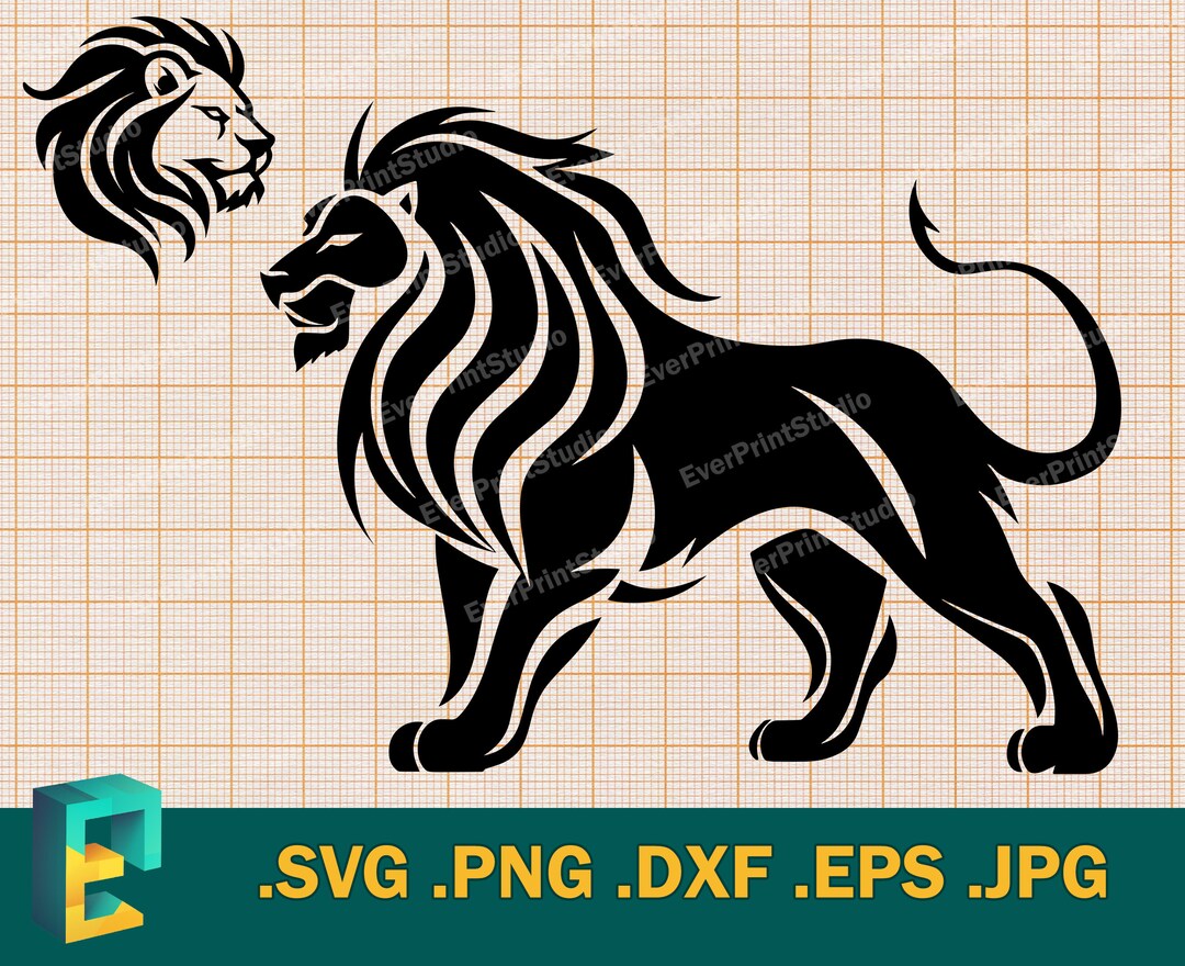 Lion SVG - Cricut, Silhouette | Artistic Vector Design Lion Cut File ...
