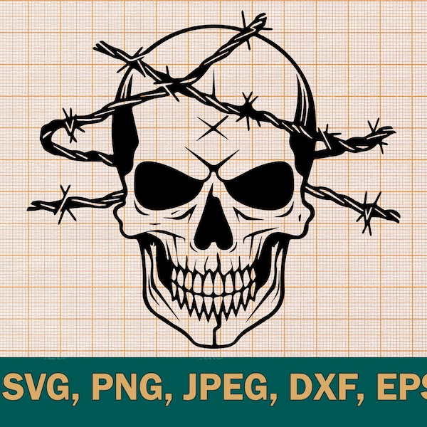 Skull With Wire Svg - Etsy