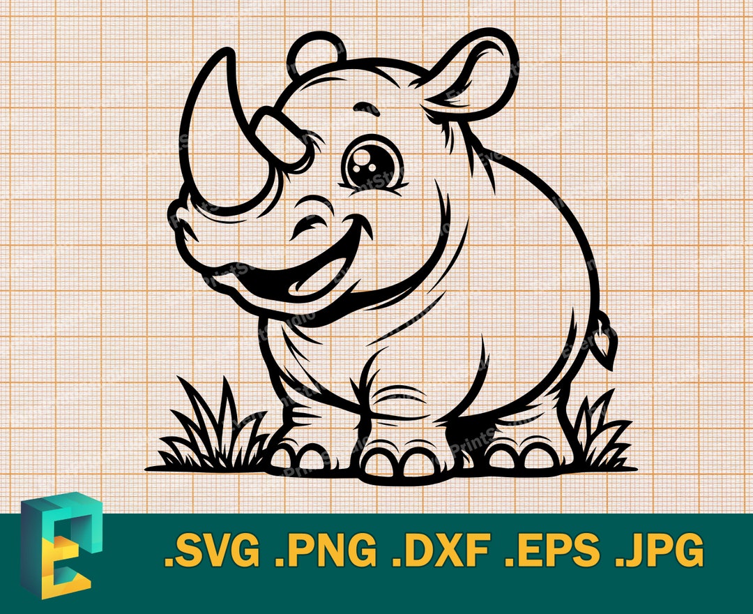 Baby Rhino SVG - Cricut, Silhouette | Cute Baby Rhinoceros Cut File ...