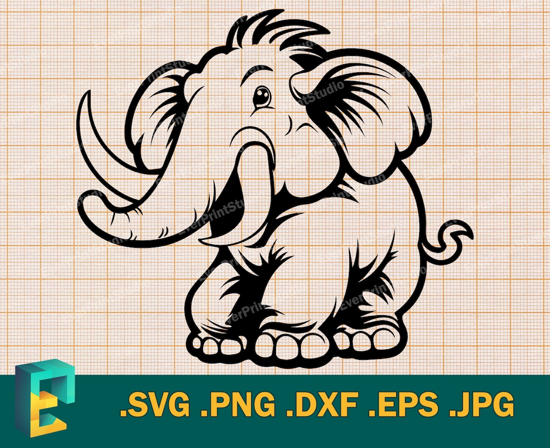 Mammoth SVG - Cricut, Silhouette | Artistic Vector Cute Mammoth Cut ...
