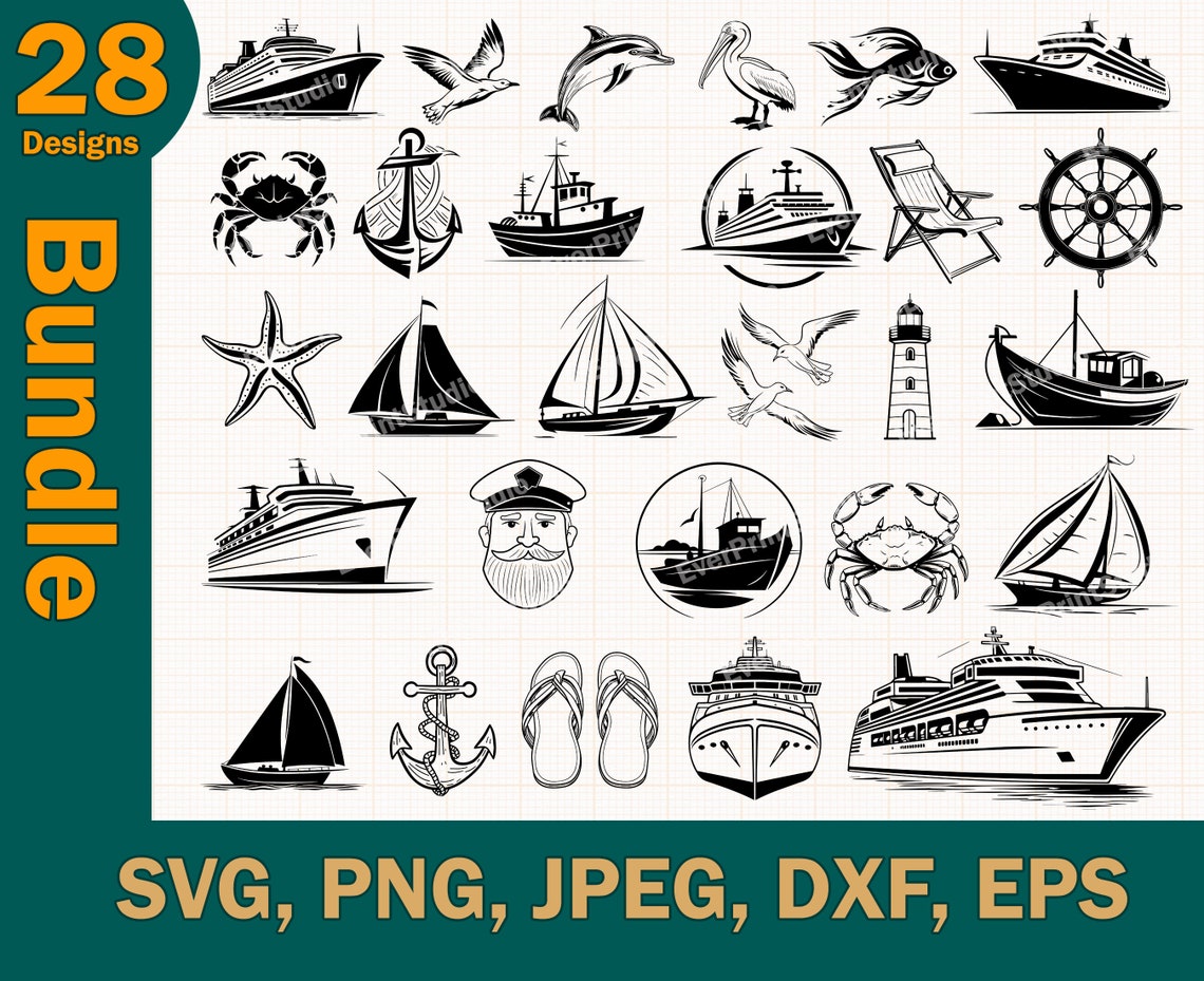 Nautical and Boats Bundle SVG Cruise Vessels Svg Sailboats - Etsy