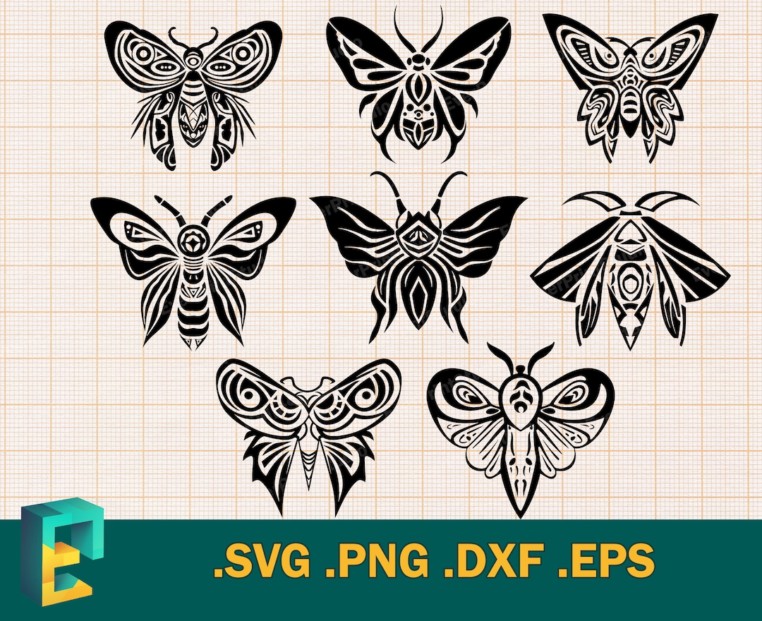Tribal Moth Bundle SVG Unique Design for Cricut & Silhouette, Vector ...
