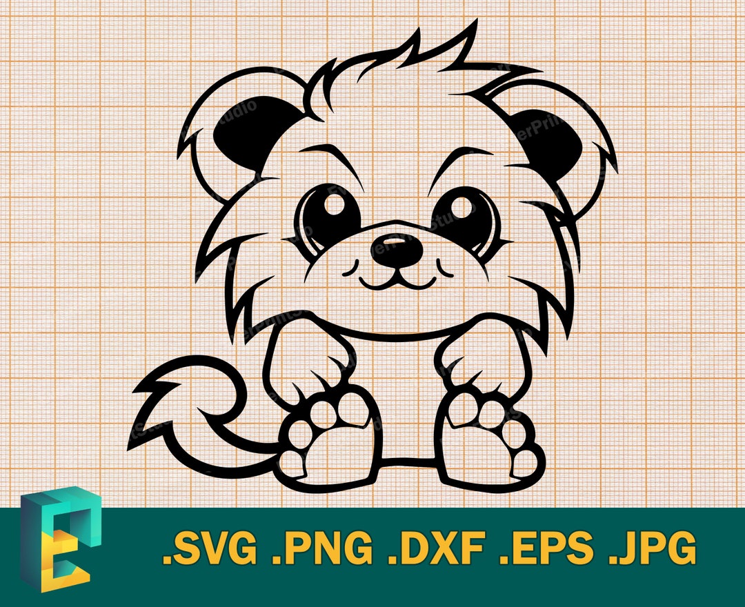 Baby Lion SVG Cricut and Silhouette Cute Lion Design Vector Happy Baby ...