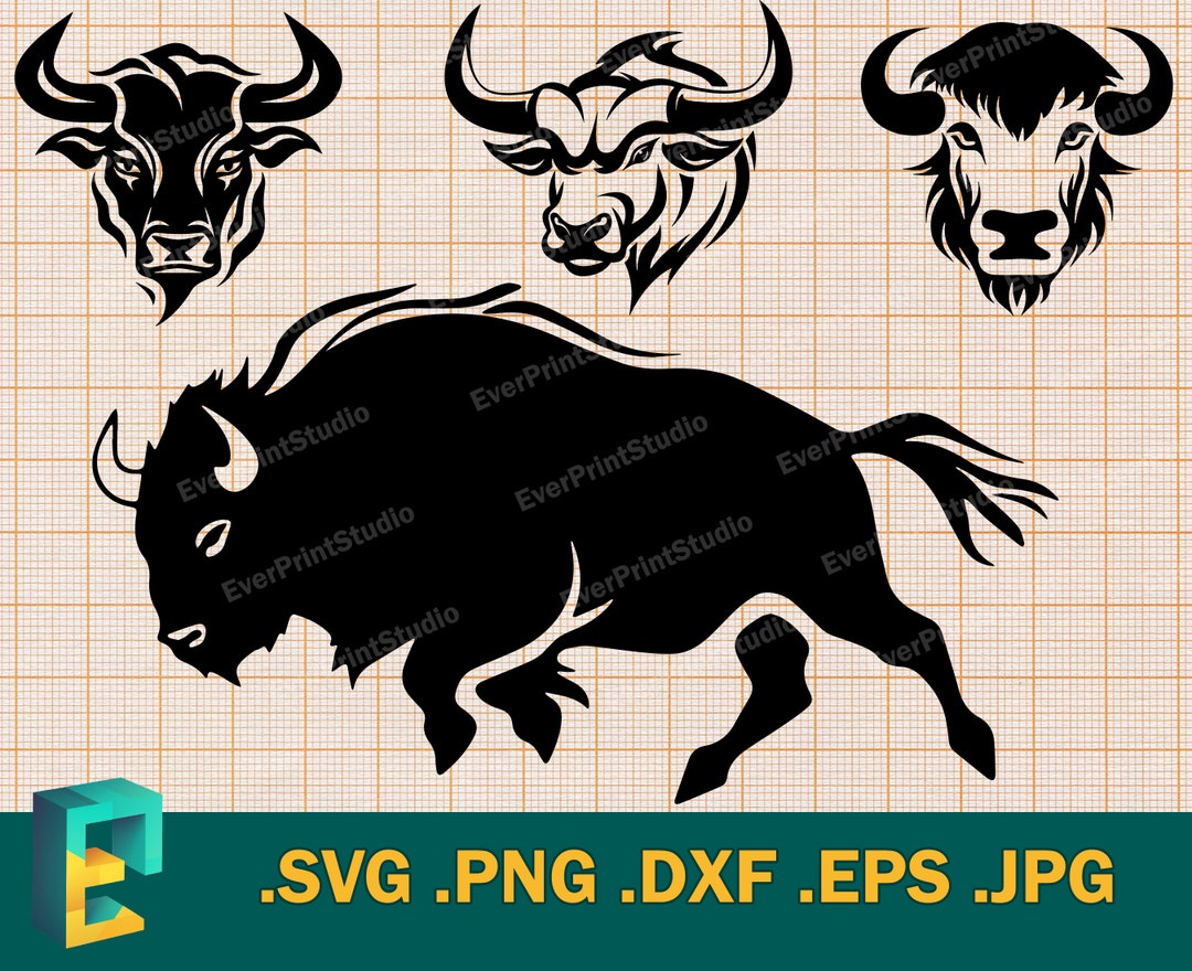 Buffalo SVG - Cricut, Silhouette | Vector Buffalo Bull SVG Cut File ...